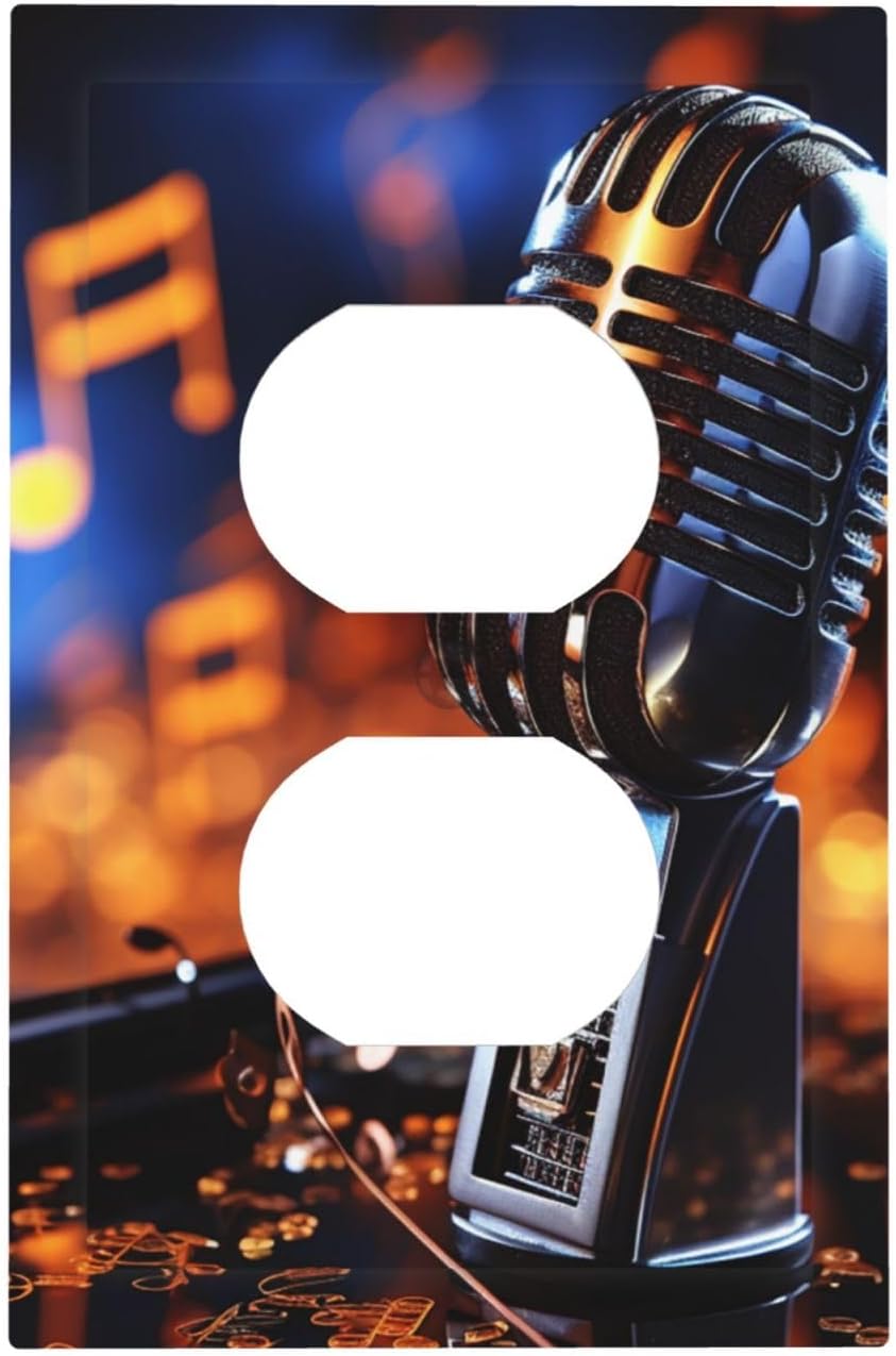 Microphone With Music Notes Print Light Switch Cover Decorative 1 Gang ...