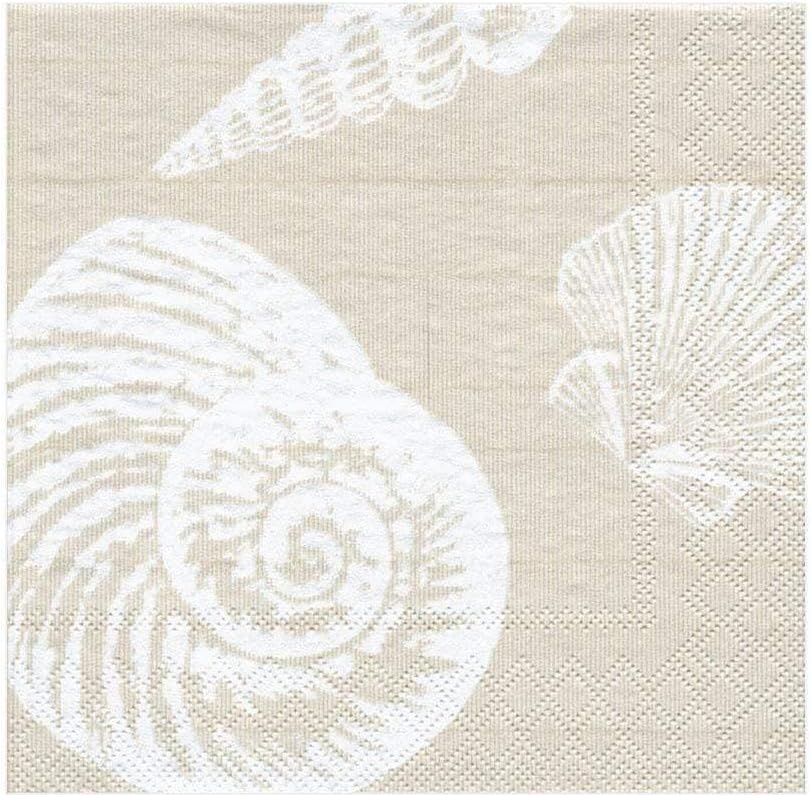 Amazon.com | Caspari Shells Paper Cocktail Napkins in Sand, Pack of 20 ...