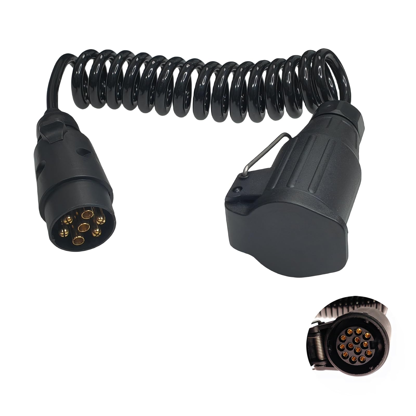 Woola 1.6M Length 7 to 13 Pin Trailer Extension Spring Cable,12V ...