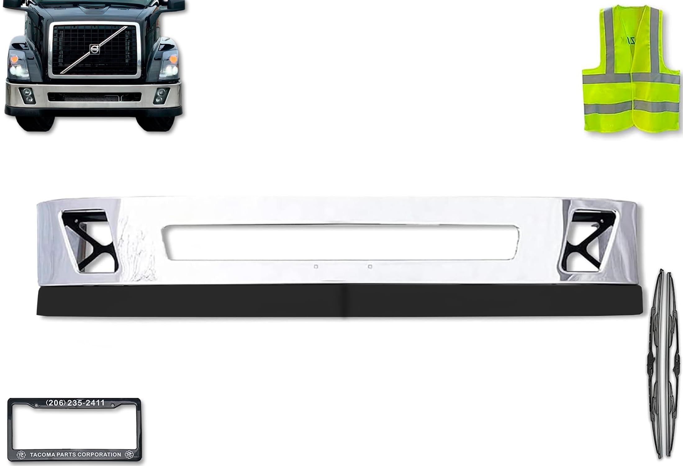 Amazon.com: Kozak Volvo VNL 2004-2017 12" Bumper with Fog Light Hole ...