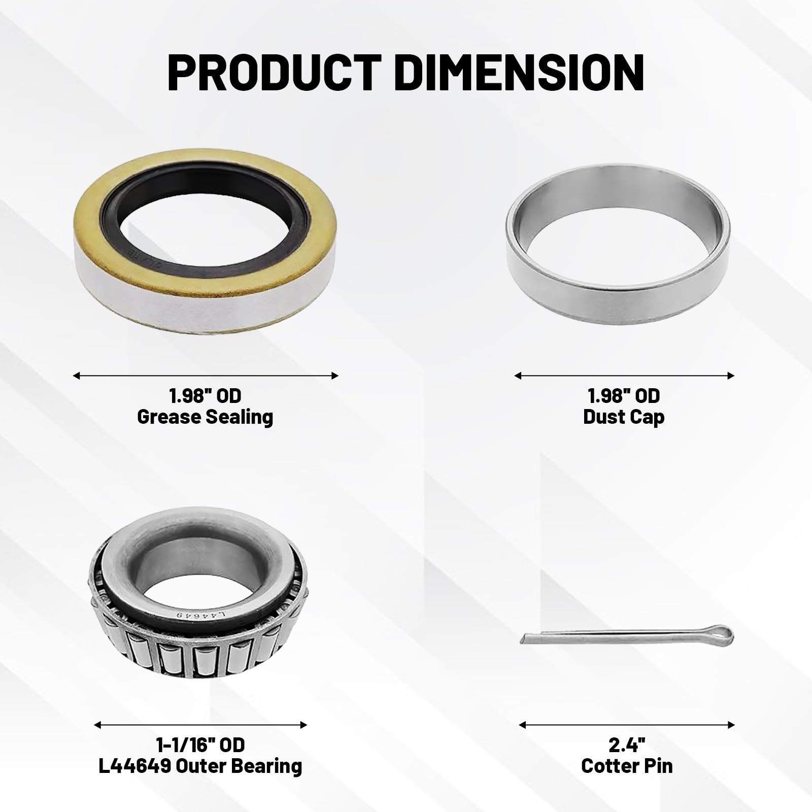 Snapklik.com : Piodelo 2 Sets Trailer Axle Hub Bearings Kit, L68149 ...