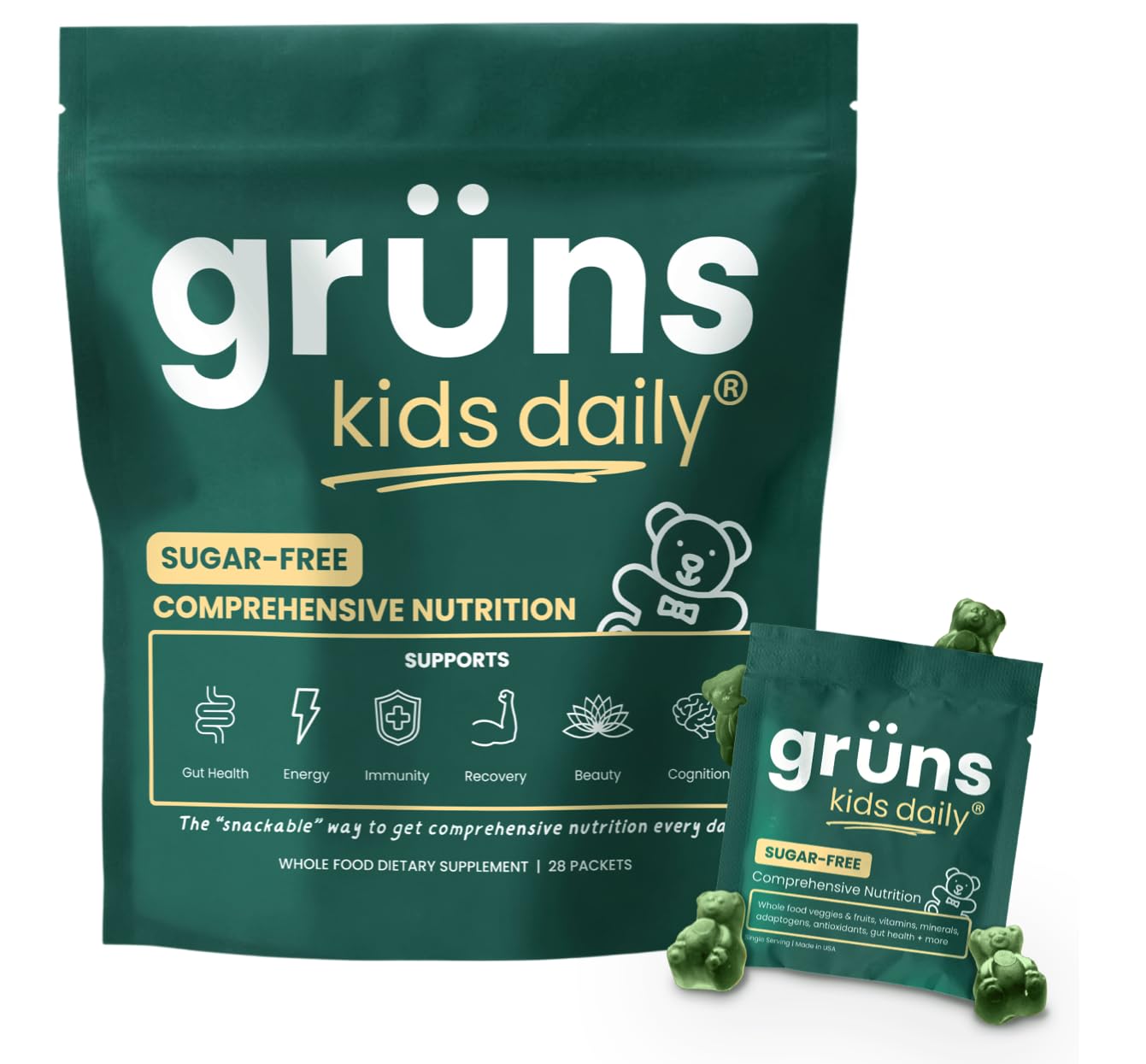 Amazon.com: Gruns Kids Super Greens Gummies, Sugar-Free - Superfood ...