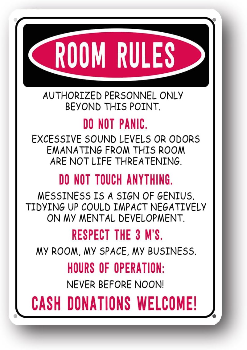 Amazon.com: Room Rules Sign For Girls Cute Bedroom Room Door Wall Decor ...