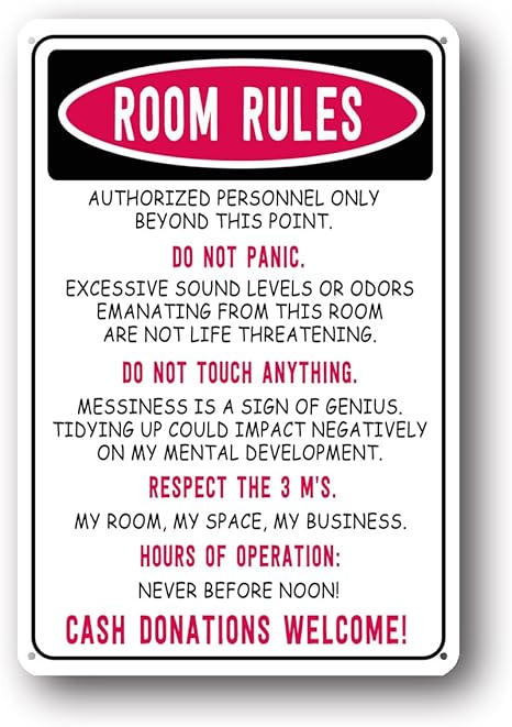 Amazon.com: Room Rules Sign For Girls Cute Bedroom Room Door Wall Decor ...