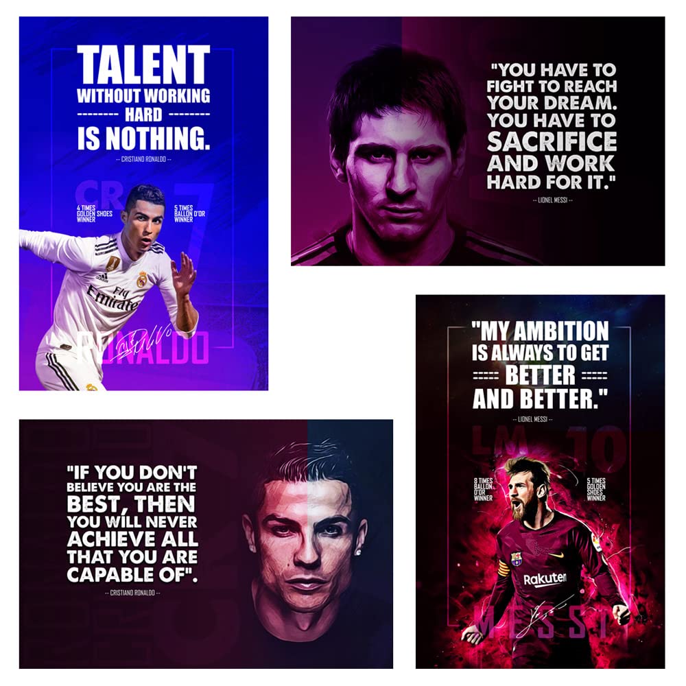 Buy Lionel Messi & Cristiano Ronaldo Motivational Quotes Wall s ...