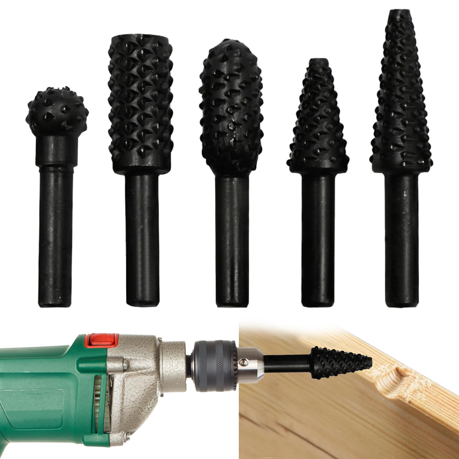 1/4" 6mm Wood Carving Tools Woodworking Tools Rotary Burr Set Power ...
