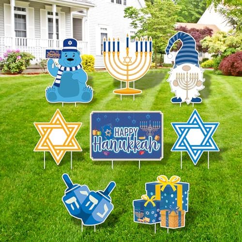 Amazon.com : Glitzhome 42" H Wooden Hanukkah with Light Yard Stakes ...