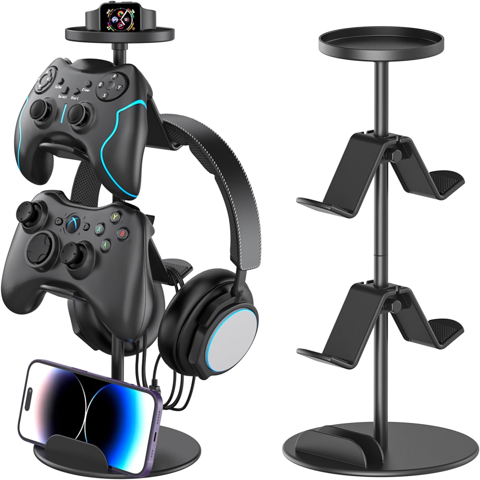 Amazon.co.jp: OURCO ゲームコントローラースタンドヘッドホンホルダー マルチ調節可能なゲームコントローラーヘッドセットハンガー すべてのユニバーサルゲームPCアクセサリー用 ...