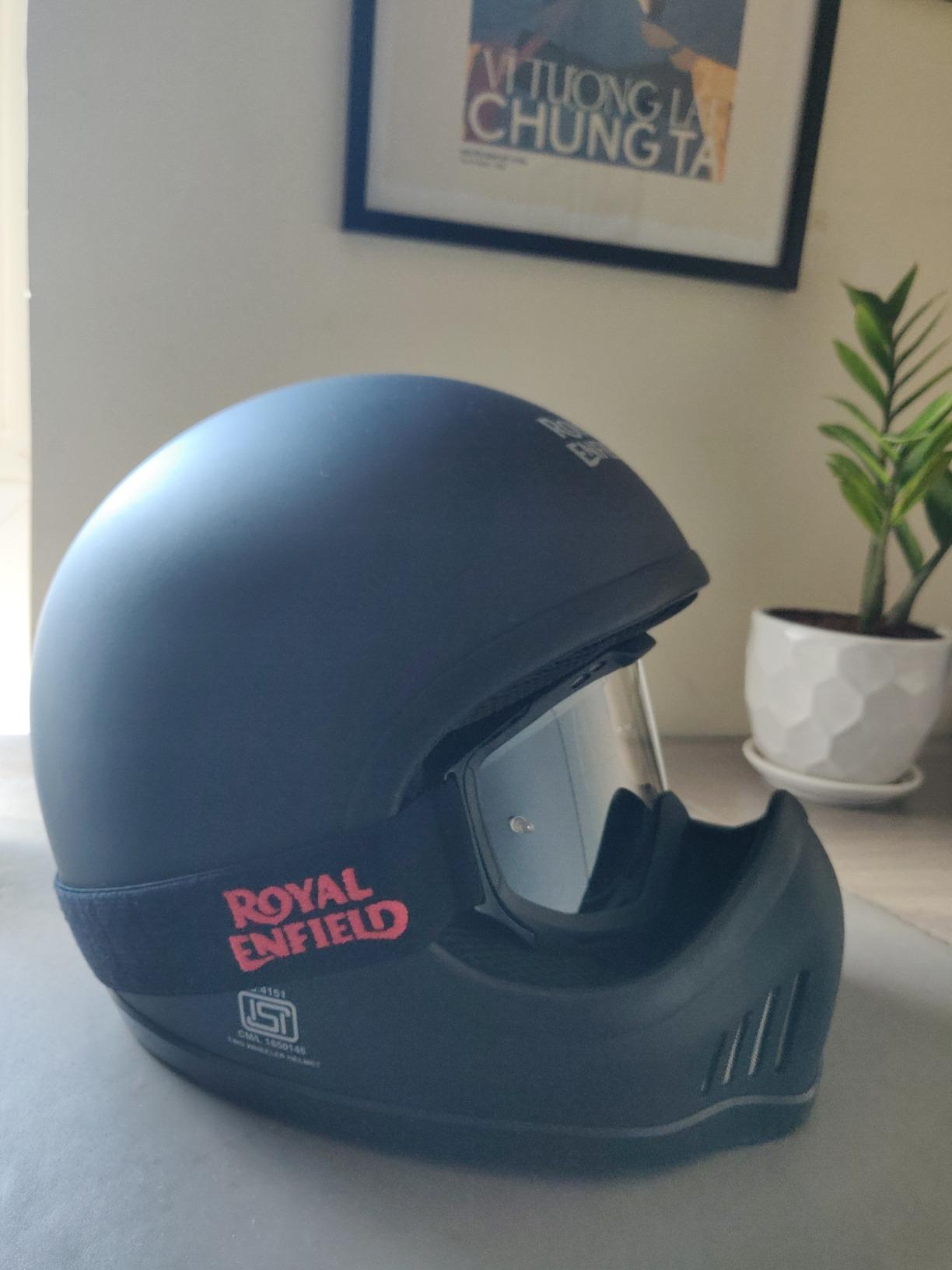 Royal Enfield Enduro Full Face Helmet with clear Visor Matt Black, Size ...