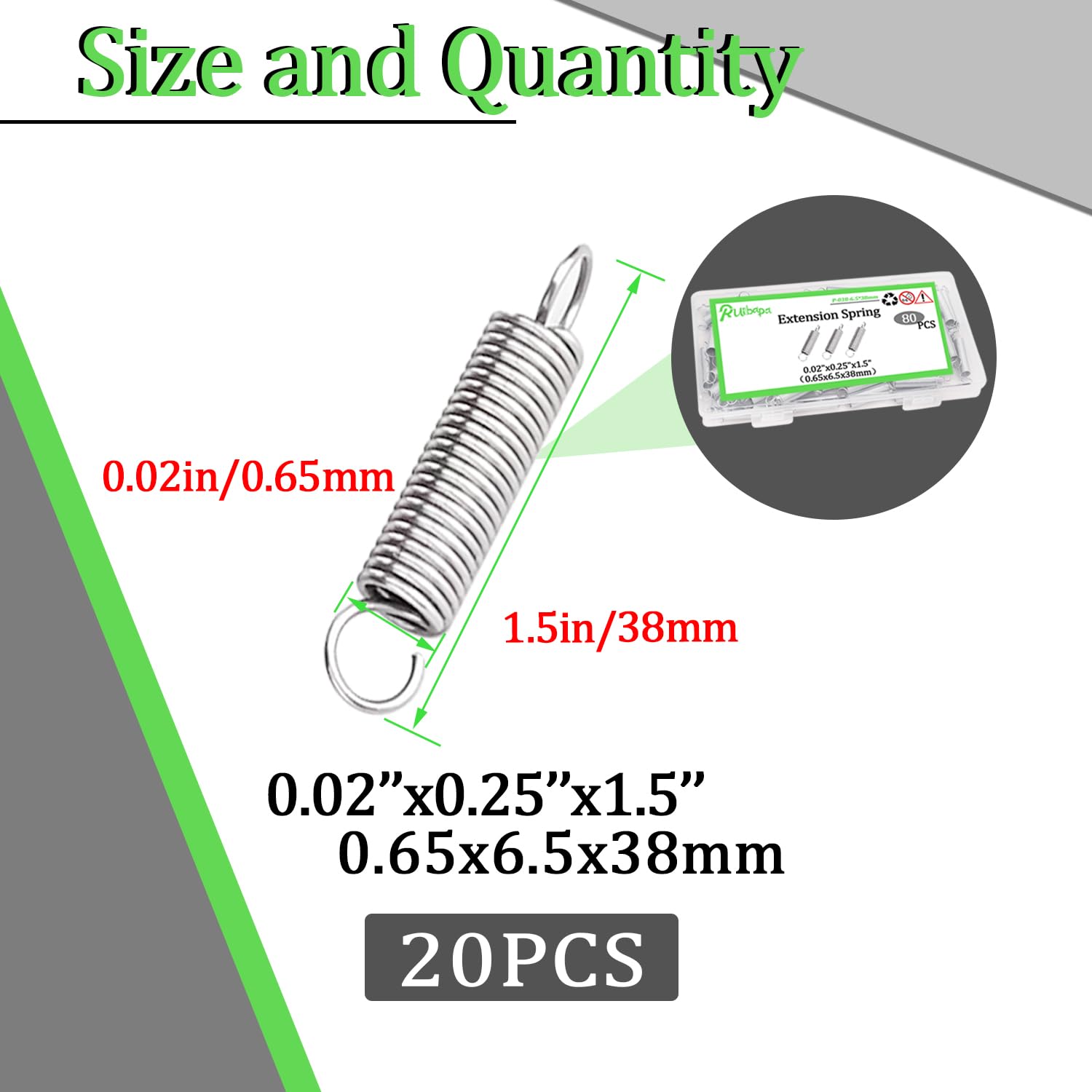 Snapklik.com : 20PCS Extension Spring 1/4 Inch X 1-1/2 Inch Zinc Plated ...