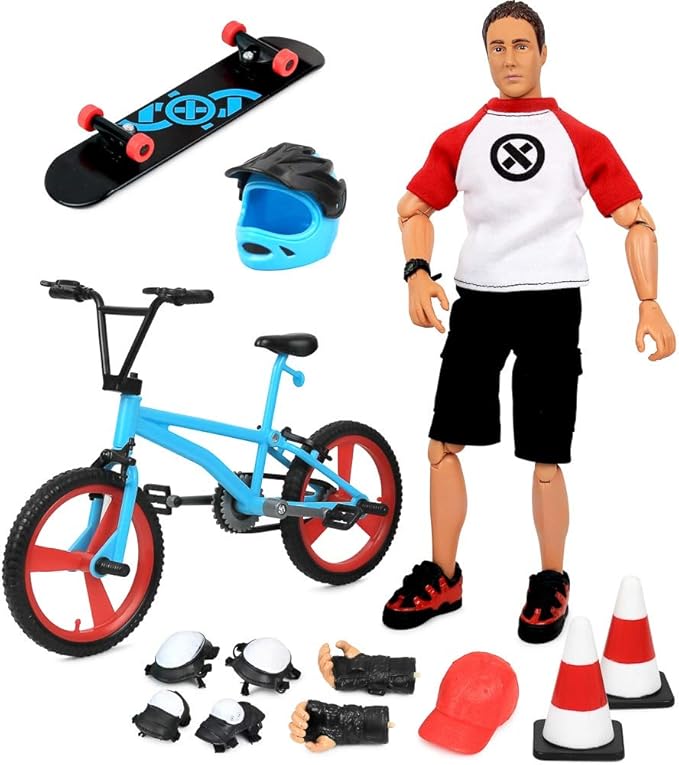 Click N' Play Sports & Adventure Bike & Skateboard 12" Action Figure ...