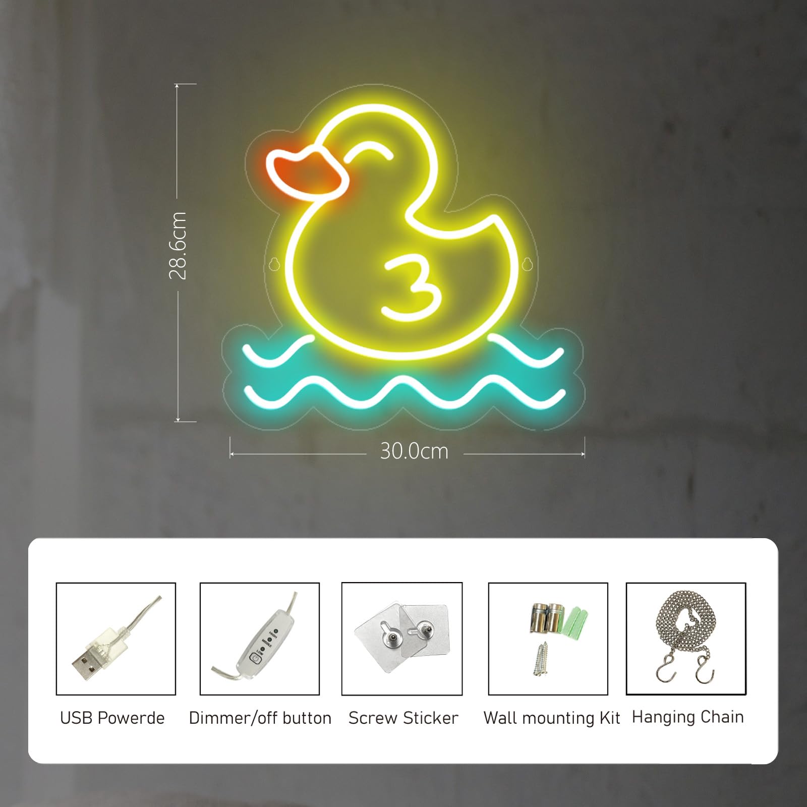 MHneonsign Duck Neon Sign Birthday Gift for Kids Room neon light with ...