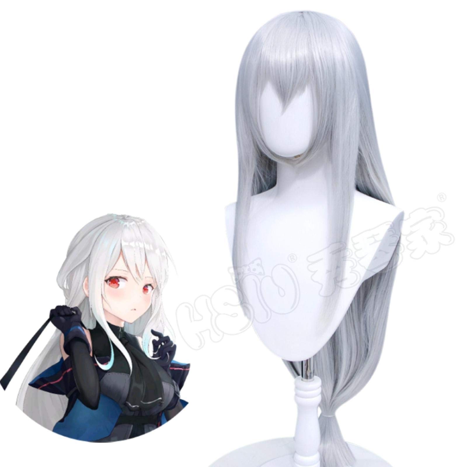 Anime Cosplay Arknights Cosplay Skadi Wig 95CM 37.4 inches Silver Gray ...