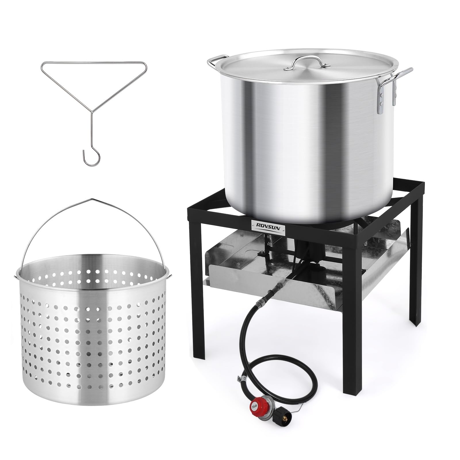 Amazon.com: ROVSUN 80QT Turkey Fryer with Aluminum Boiler Steamer ...