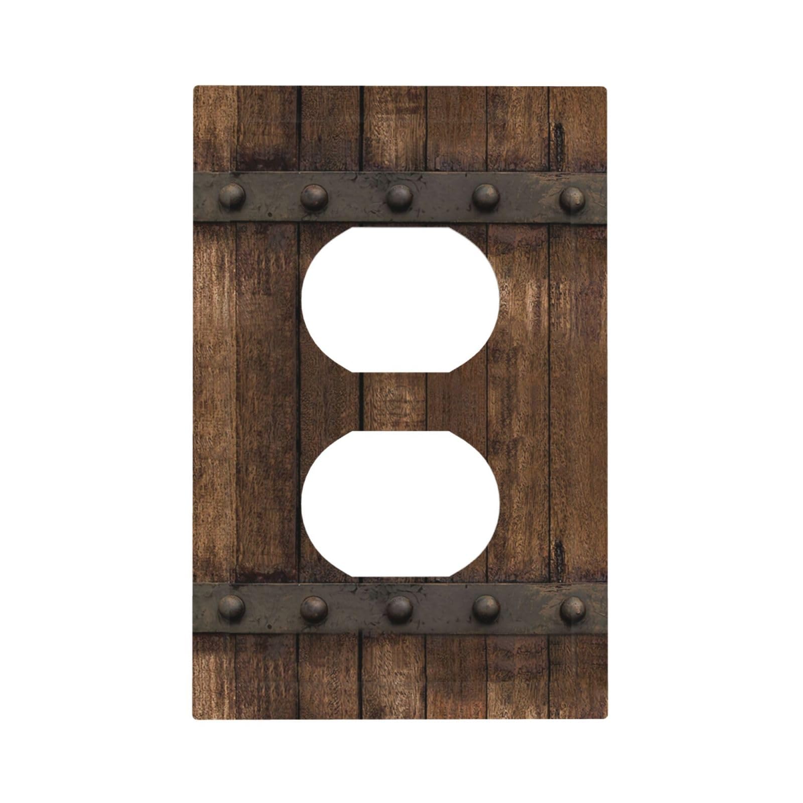Rustic Farmhouse Brown Wood Barn Door Duplex Outlet Cover Country ...