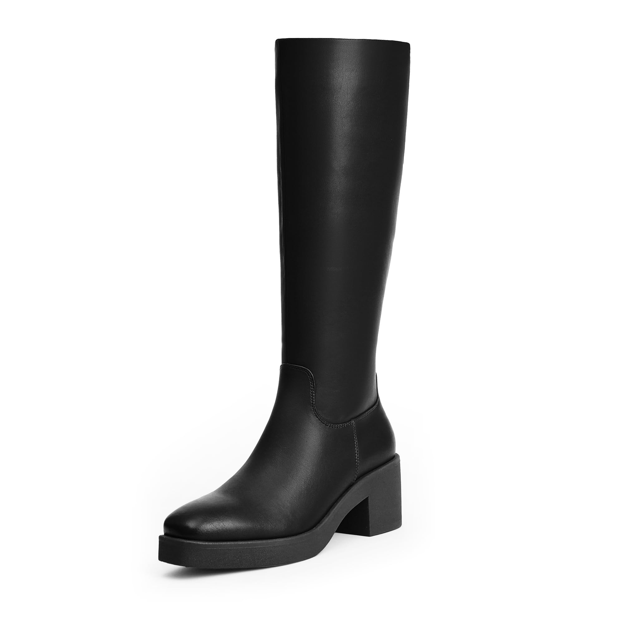 Amazon.com | Modatope Platform Knee High Boots Square Toe Chunky Heel ...