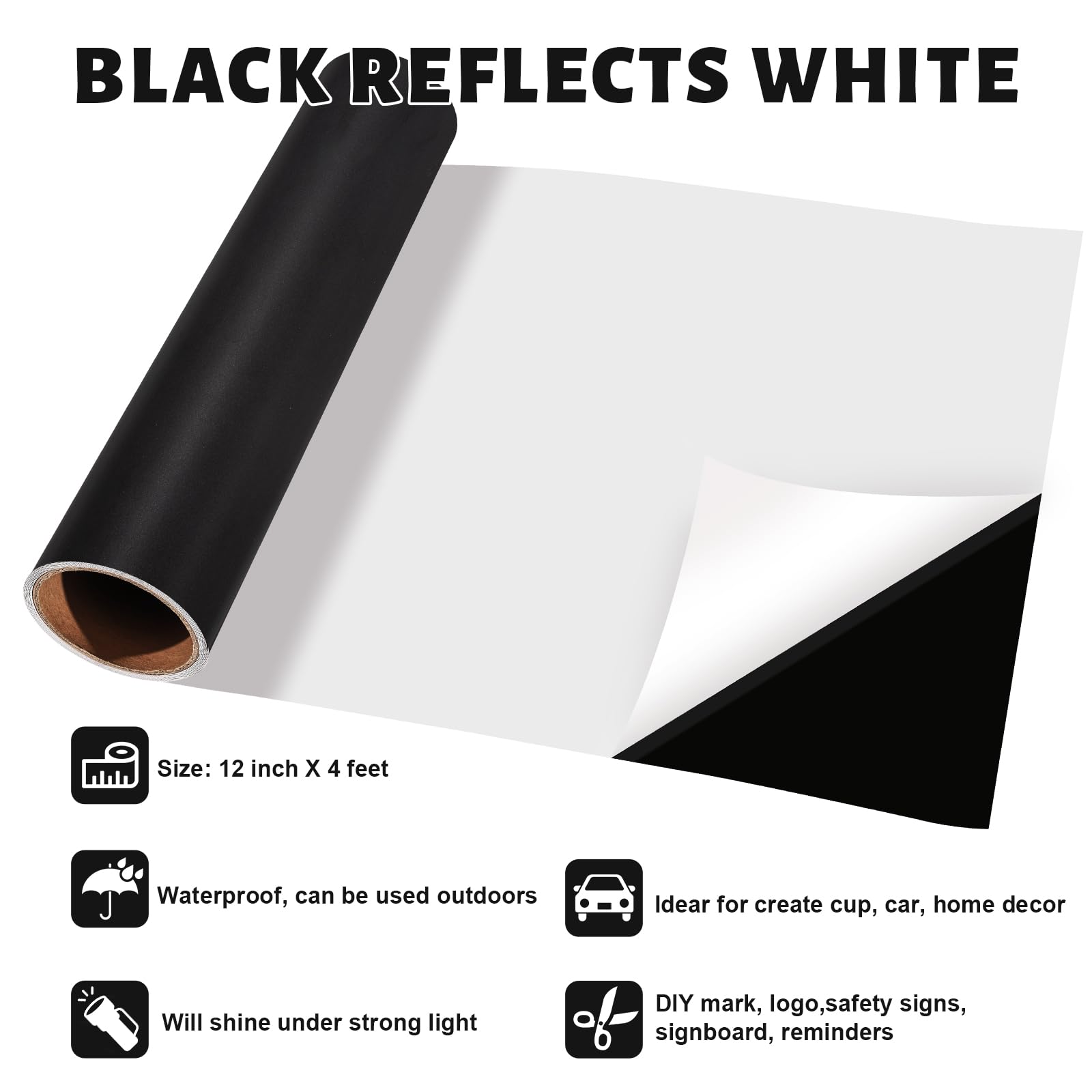 Snapklik.com : GIRAFVINYL Black Reflective Permanent Vinyl For Cricut