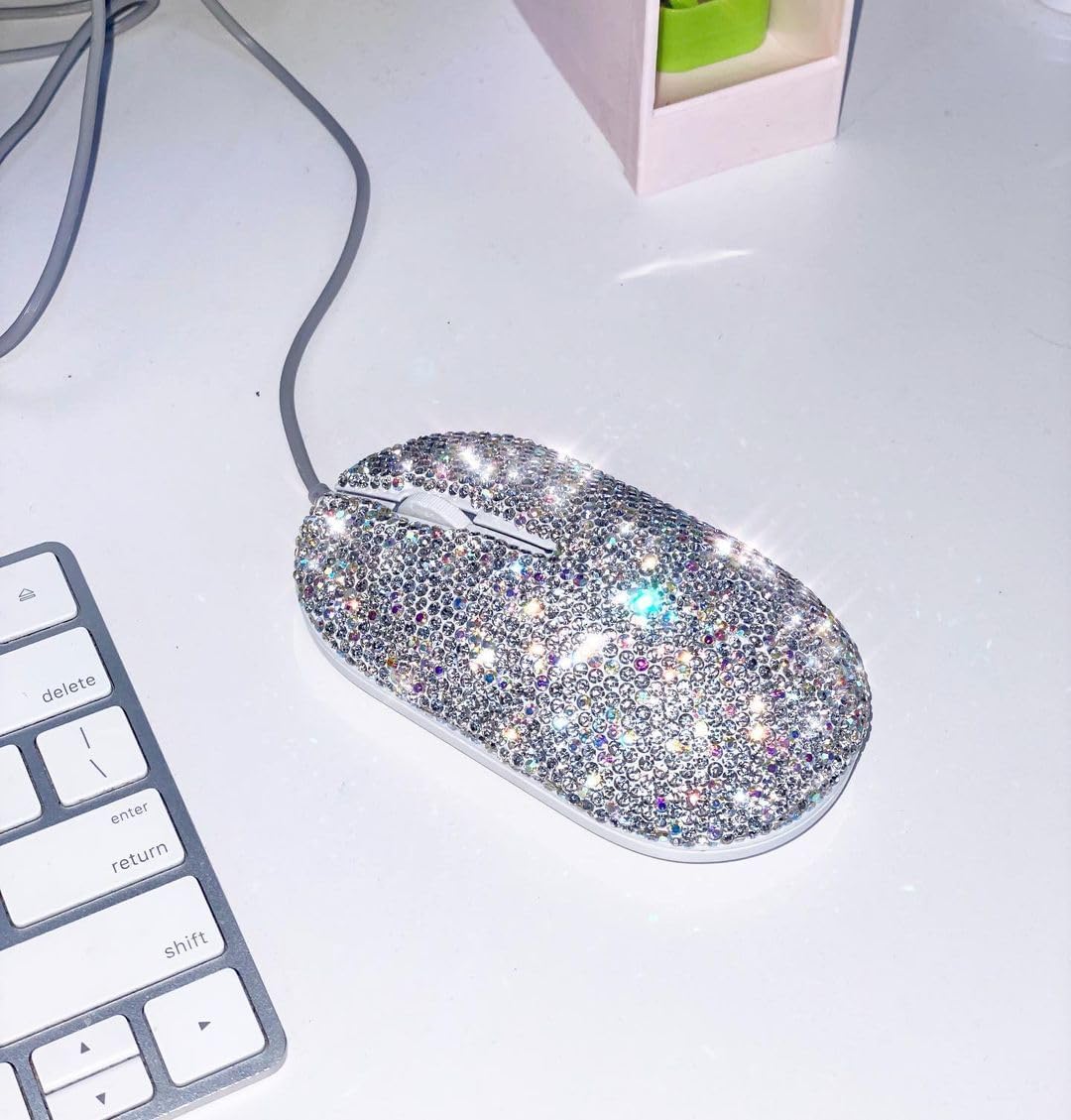 Amazon.com: TISHAA Sparkling Rhinestone Wired Mouse – Blinged-Out ...