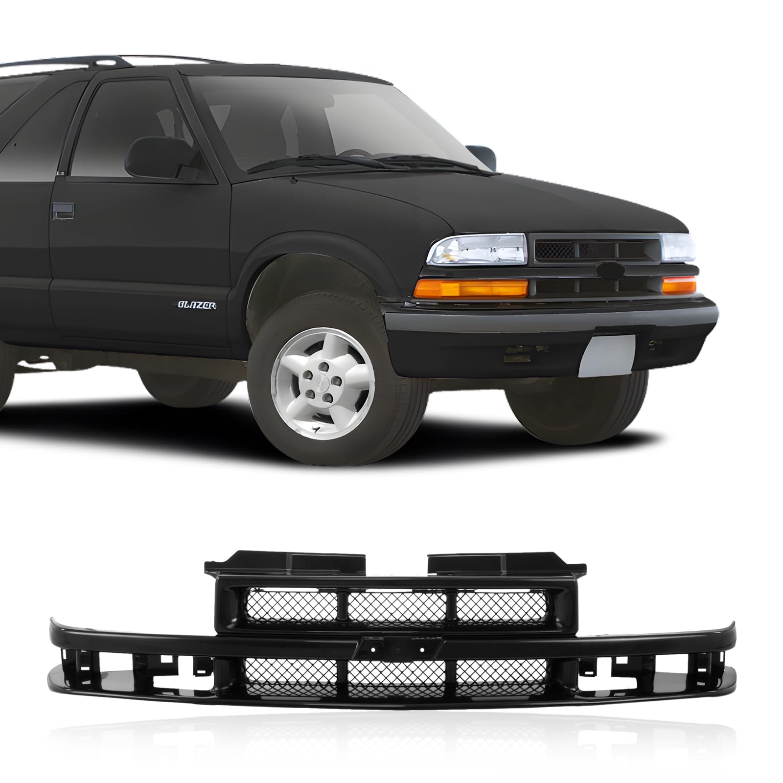 Chevy S10 Grill Matte Black Horizontal Front Bumper Grill For 1998-2004 ...