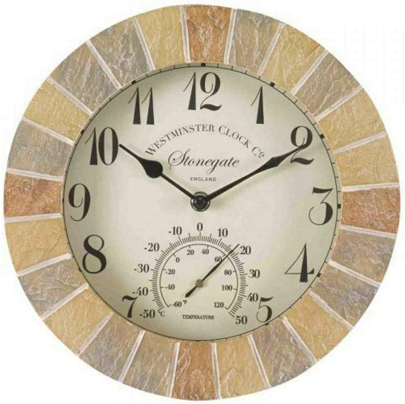 Smart Garden Outside-In Stonegate Sandstone 10in Wall Clock and ...