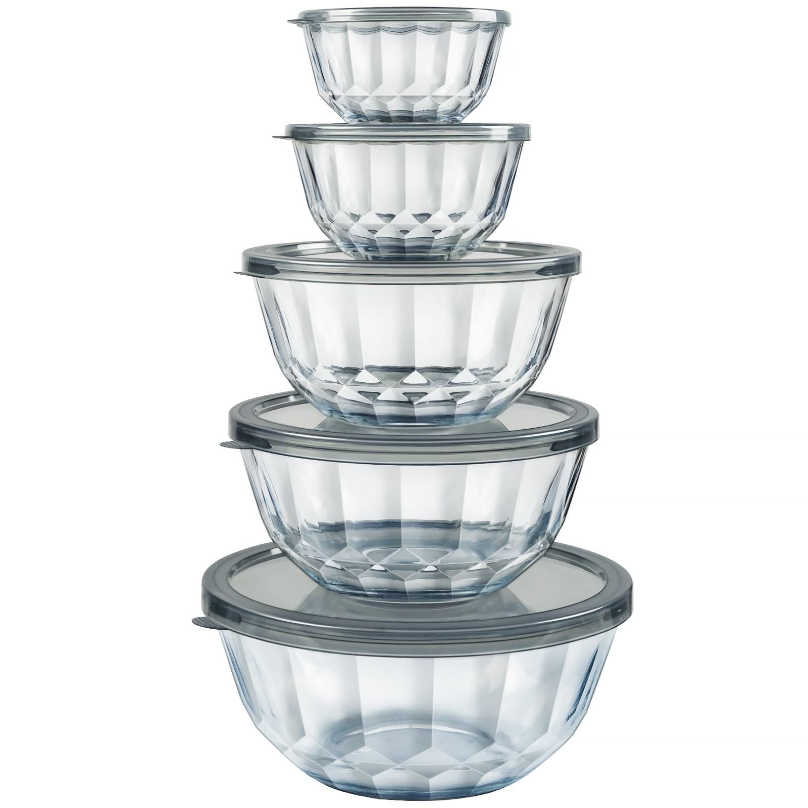 Amazon.com: Mixing Bowls with Airtight Lids Sets, 5 Packs Thick Glass ...