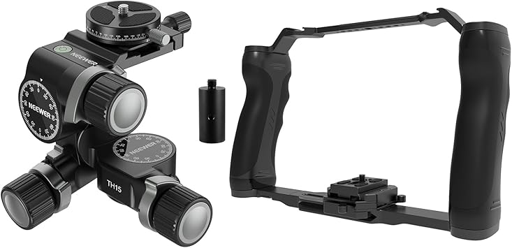 Amazon.com : NEEWER TH15 3 Way Geared Tripod Head with 360° Panoramic ...