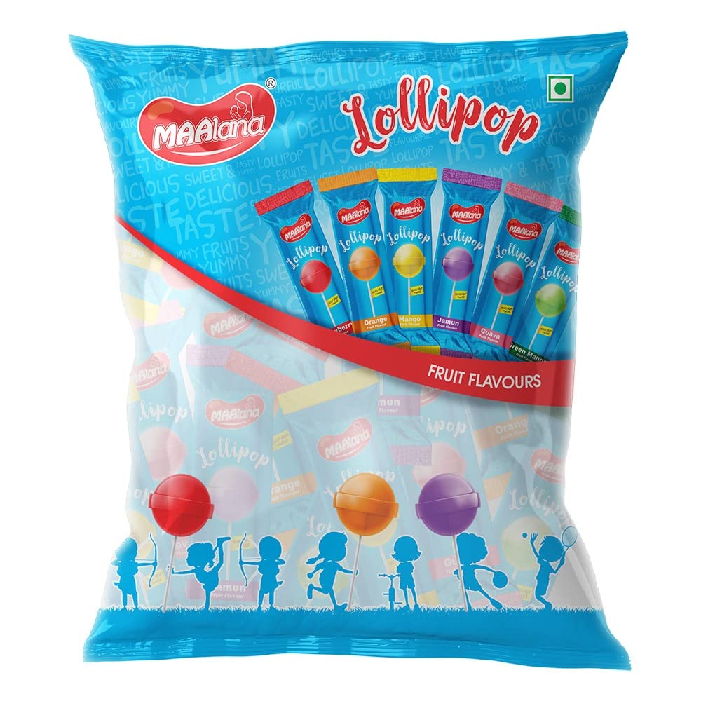 MAAlana® Lollipop | Fruits Flavour Lollipops | Strawberry, Orange, Mango, Jamun, Guava, Green ...