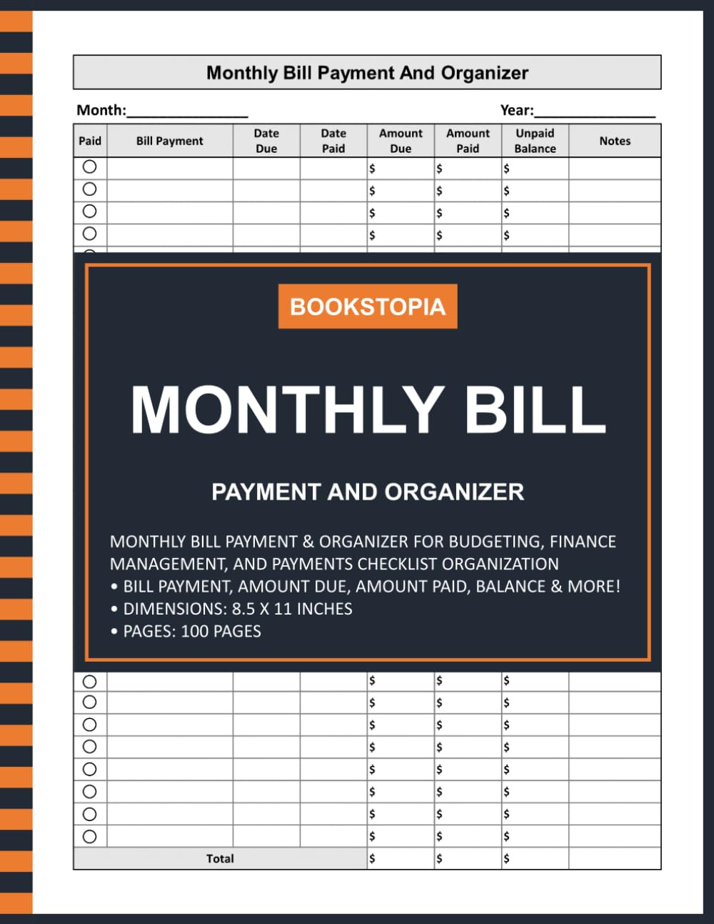 Monthly Bill Payment and Organizer: Simple Bill Payment Tracker ...