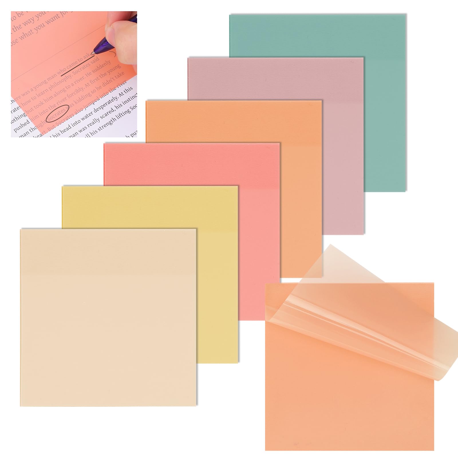 Snapklik.com : Clear Sticky Notes, 3x3 Inch Transparent Self-Sticky ...