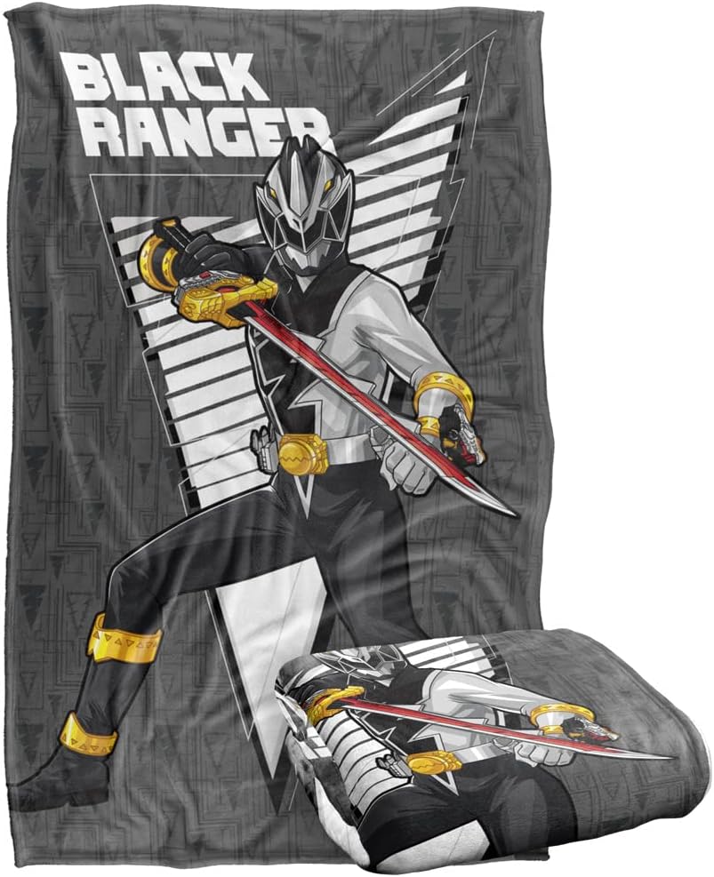 Amazon.com: Power Rangers: Dino Fury Blanket, 36"x58" Black Ranger ...