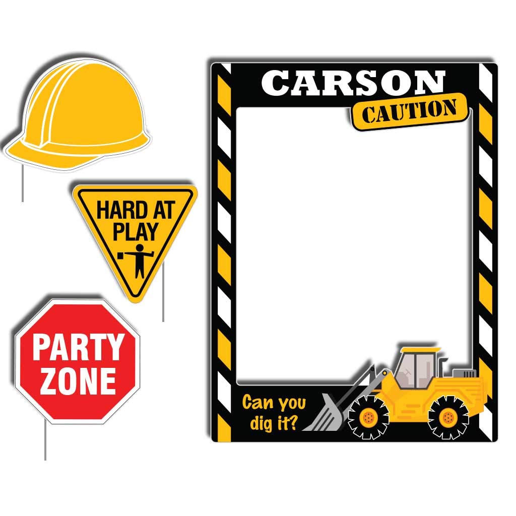 Buy VictoryStore Custom Photo Booth Frame - Construction Birthday Photo ...