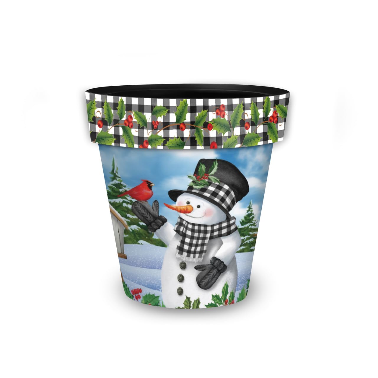 Amazon.com : Briarwood Lane Checkered Snowman Small Planter : Patio ...