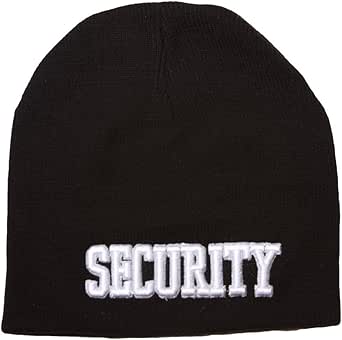 Security Black Skull Cap - Law Military Cuffless Beanie Knit Hat at ...