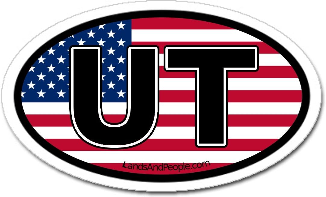 Amazon.com: Utah UT and US Flag Car Bumper Sticker Decal Oval : Automotive