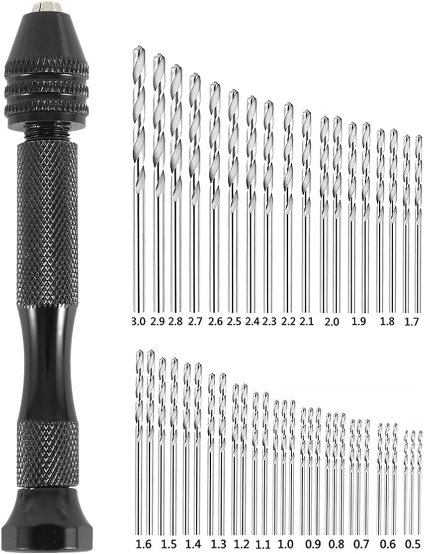 49 Pieces Precision Pin Vise Hobby Drill with Model Twist Hand, Hand ...