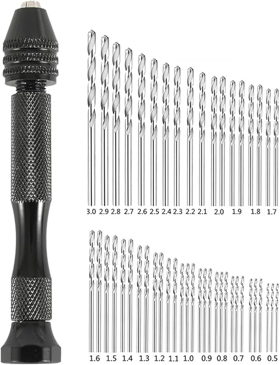 49 Pieces Precision Pin Vise Hobby Drill with Model Twist Hand, Hand ...