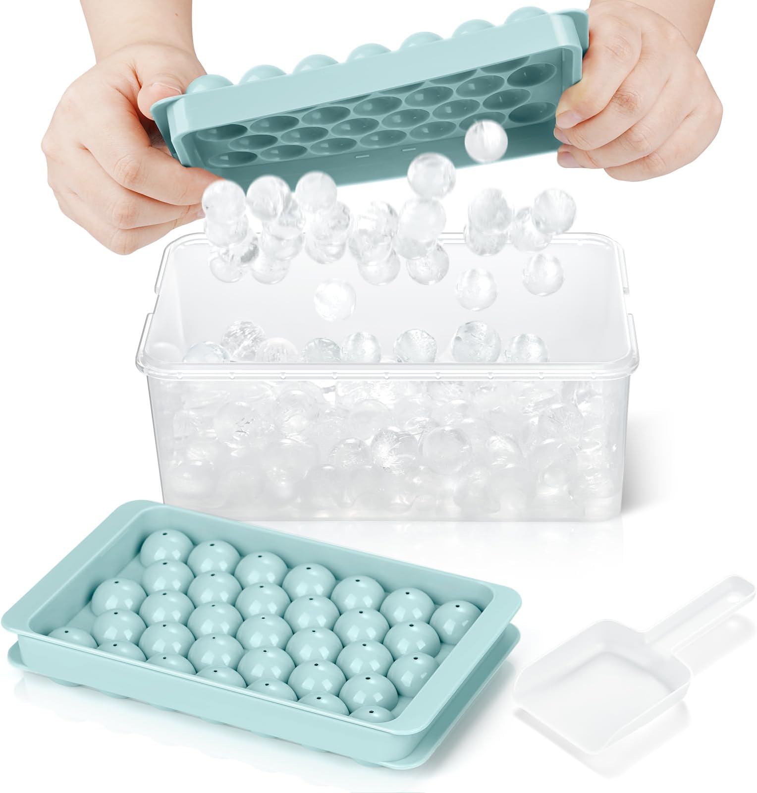 Amazon.com: Ice Cube Trays With Lid - Set of 2 Ice Trays By ChefLand ...
