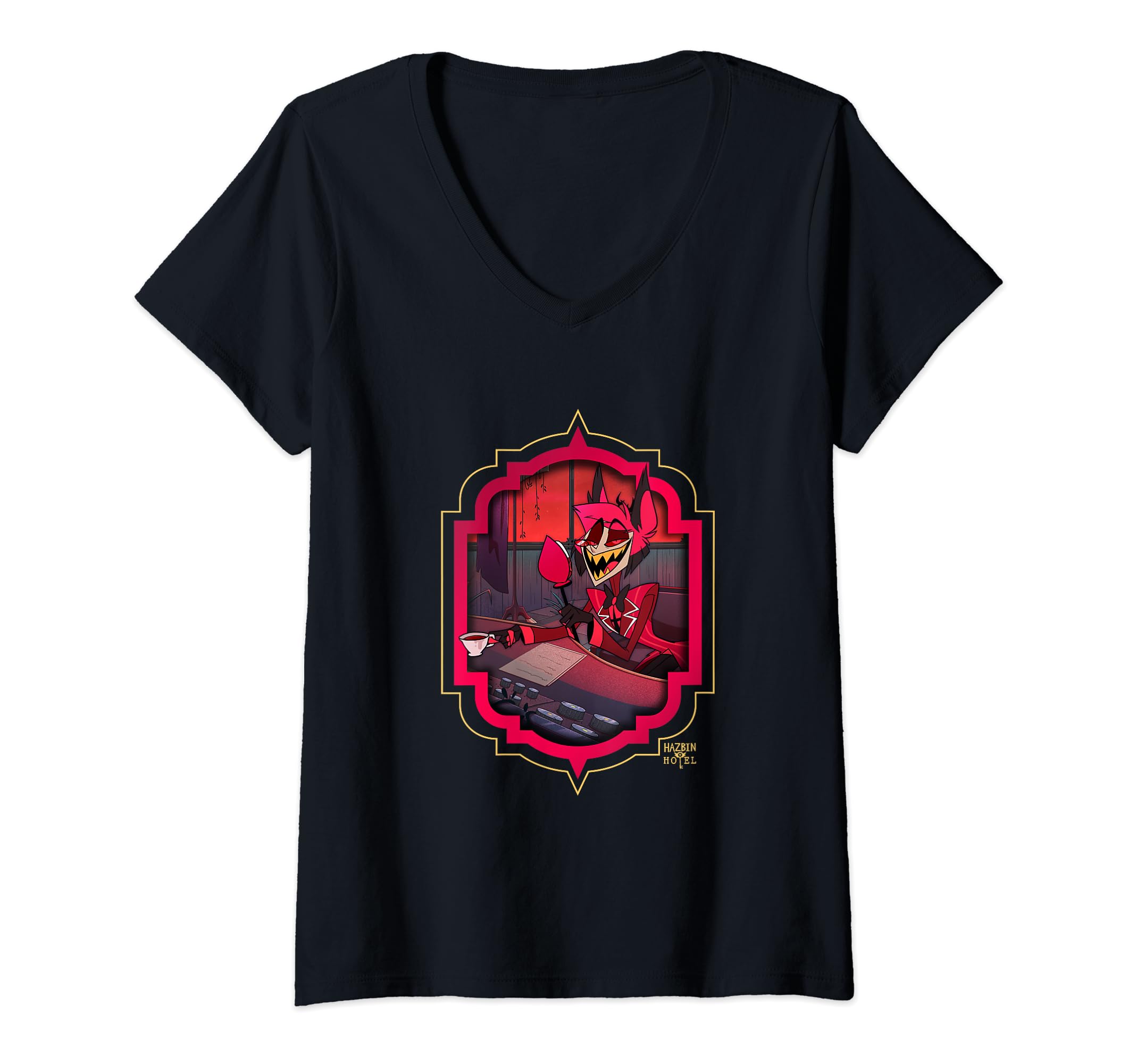 Amazon.com: Womens Hazbin Hotel - Alastor V-Neck T-Shirt : Clothing ...