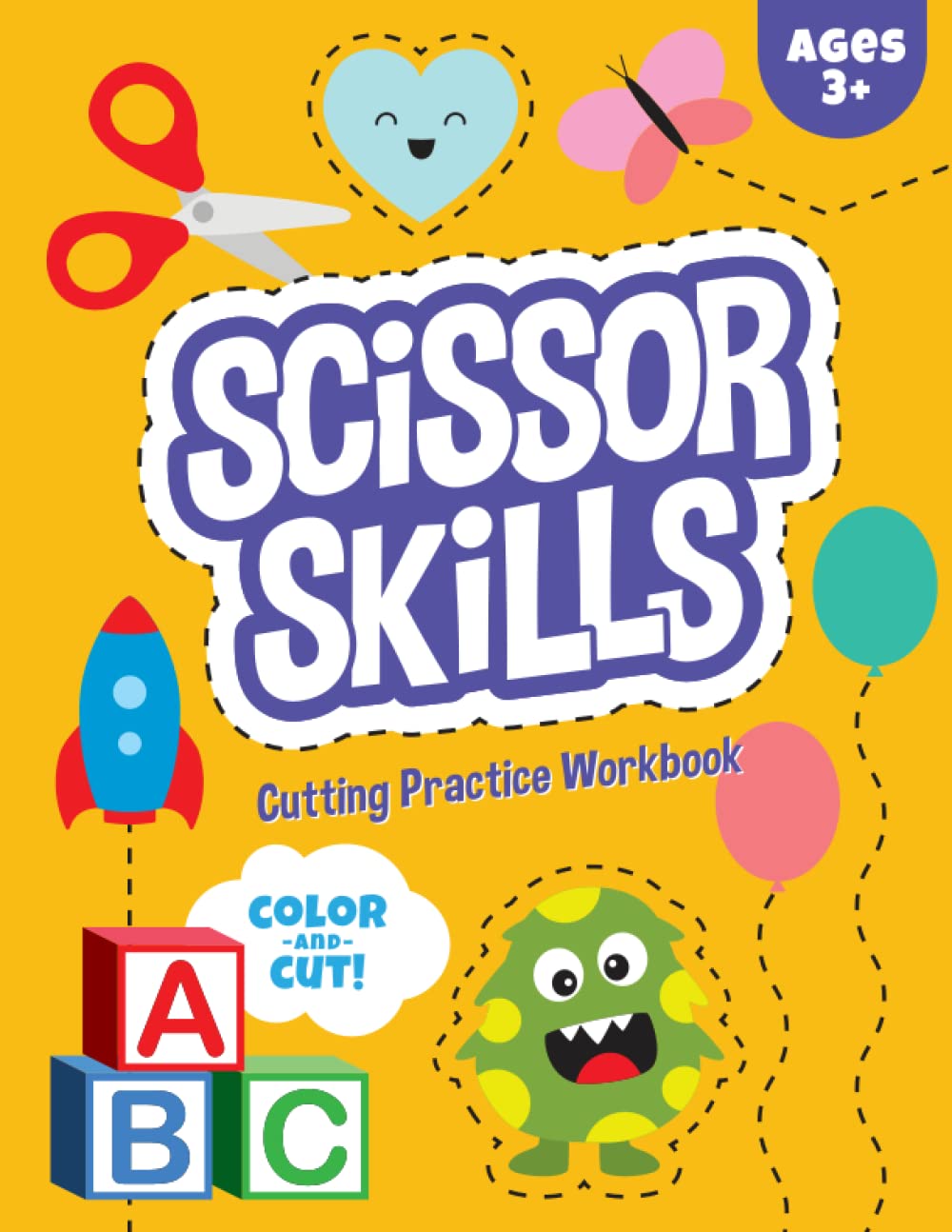 Scissor Skills Cutting Practice Workbook: Coloring and Cutting Activity ...