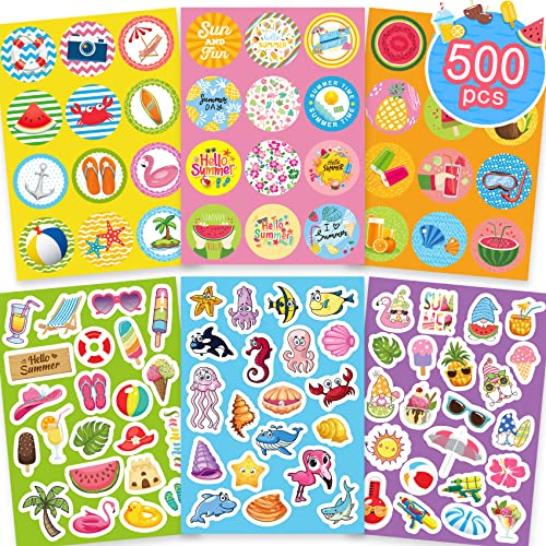 Joy Bang 500 PCS Summer Stickers for Kids, 30 Sheets Beach Ocean ...