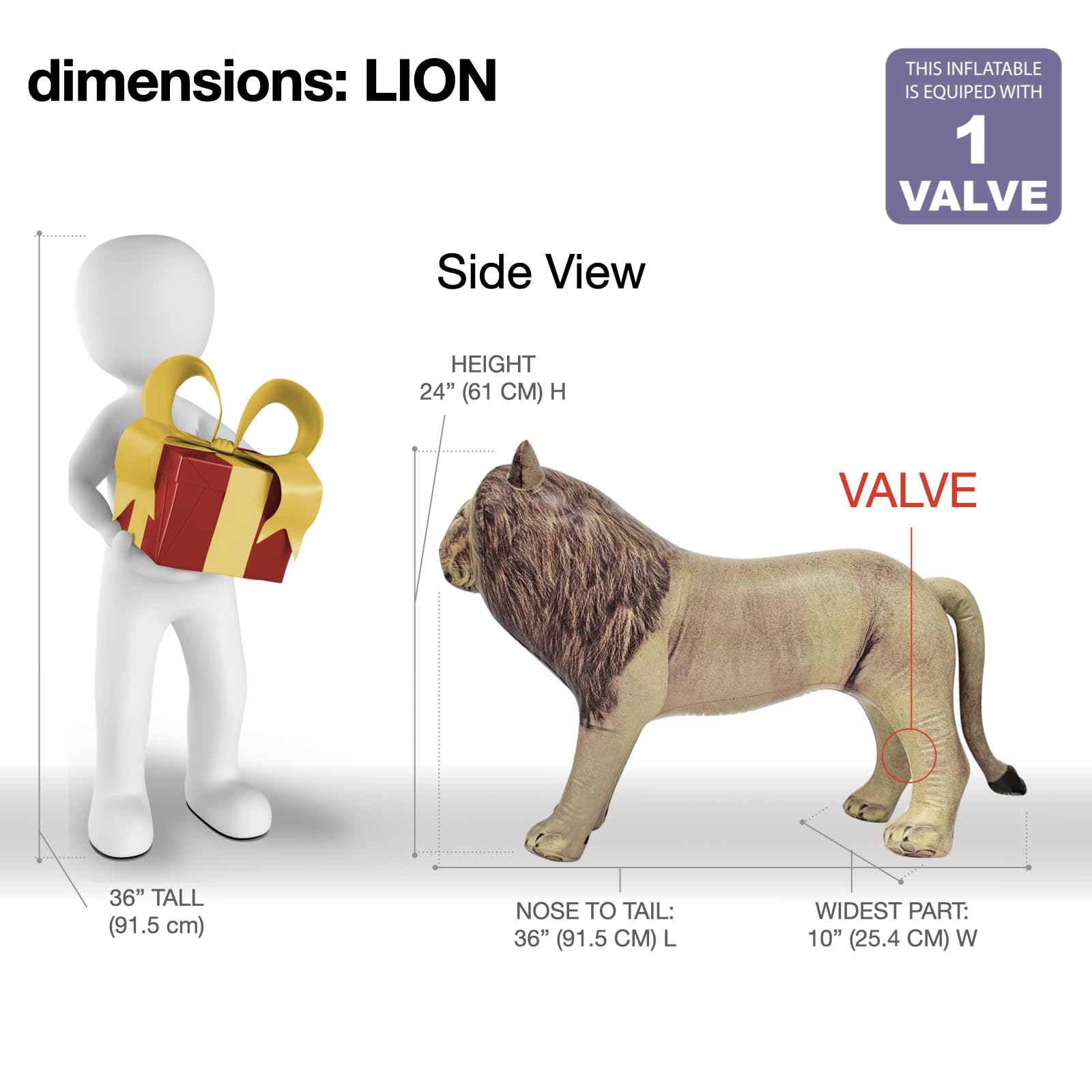 Snapklik.com : Jet Creations 36 Long Inflatable Male Lion Toy - Desert ...