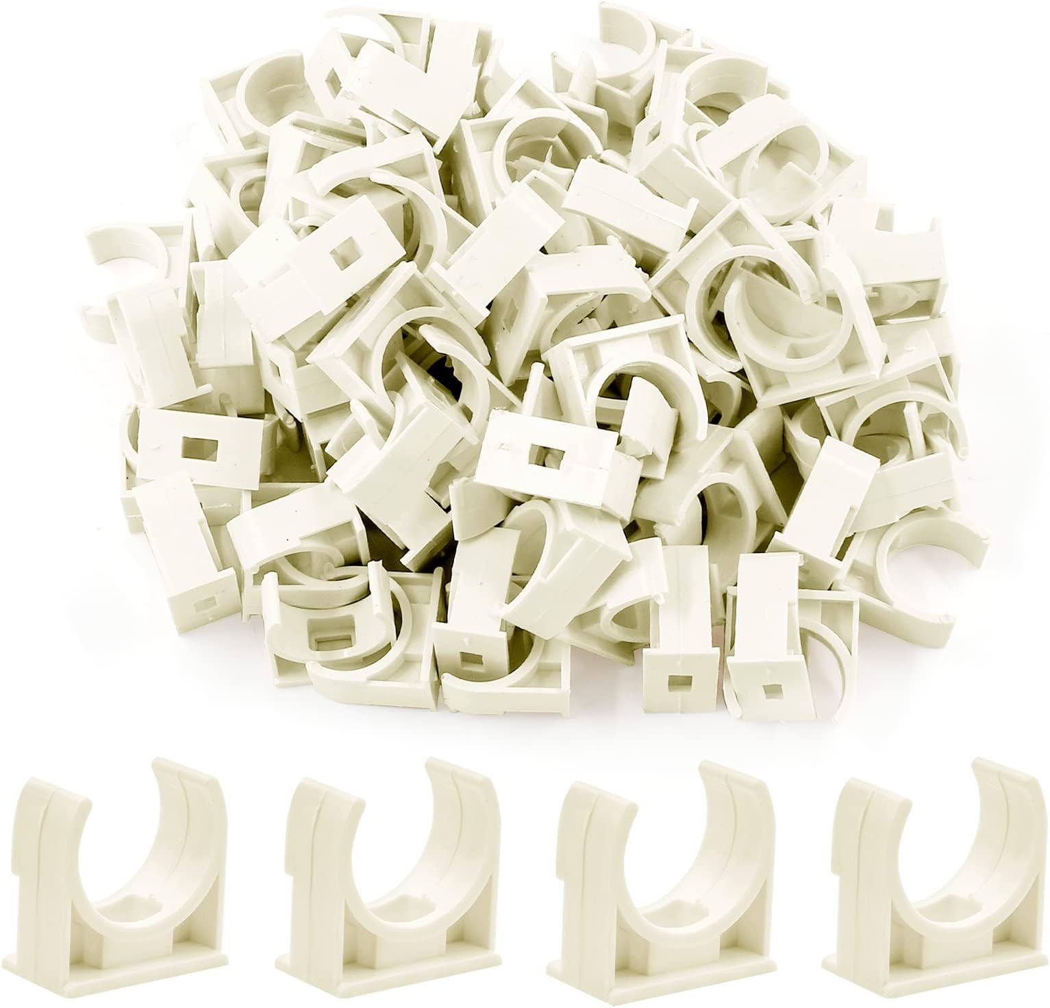 Suiwotin 120pcs 0.79 Inch (20mm) U-Shaped PVC Water Pipe Clamps, White ...