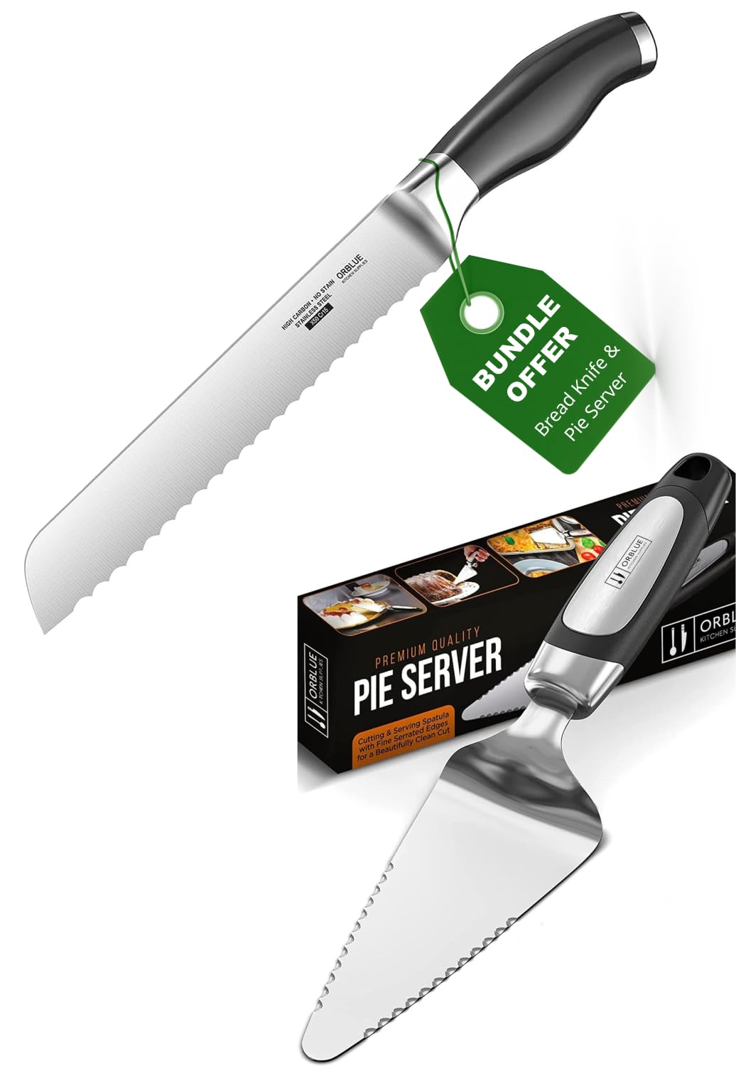 Amazon.com | Slice Bundle: Premium Pie Server and Bread Knife Set: Cake ...
