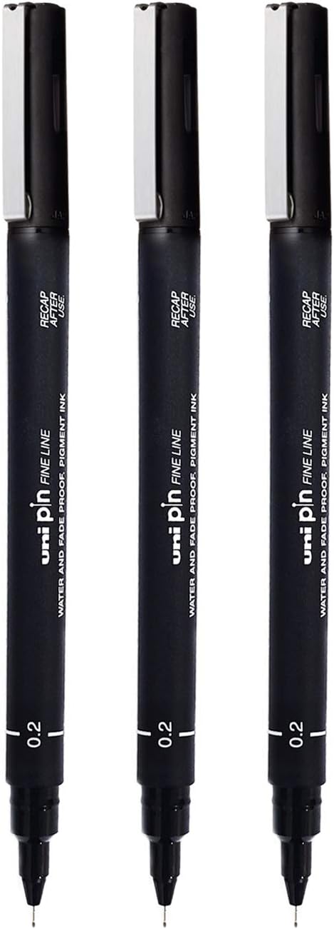 Uniball PIN-200 0.2mm Fineliner Drawing Pen | Water & Fade Proof ...