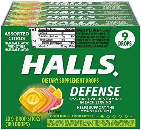 Amazon.com : HALLS Defense Assorted Citrus Sugar Free Vitamin C Drops ...