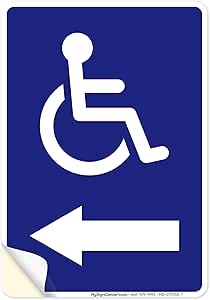Amazon.com : Handicap Accessible With Left Arrow Sign, 10x7 Inches, 4 ...