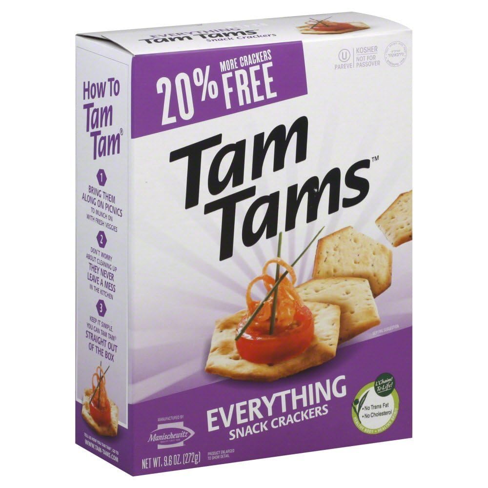 Amazon.com: Manischewitz Everything Tam Tams Snack Cracker, 9.6 Ounce ...