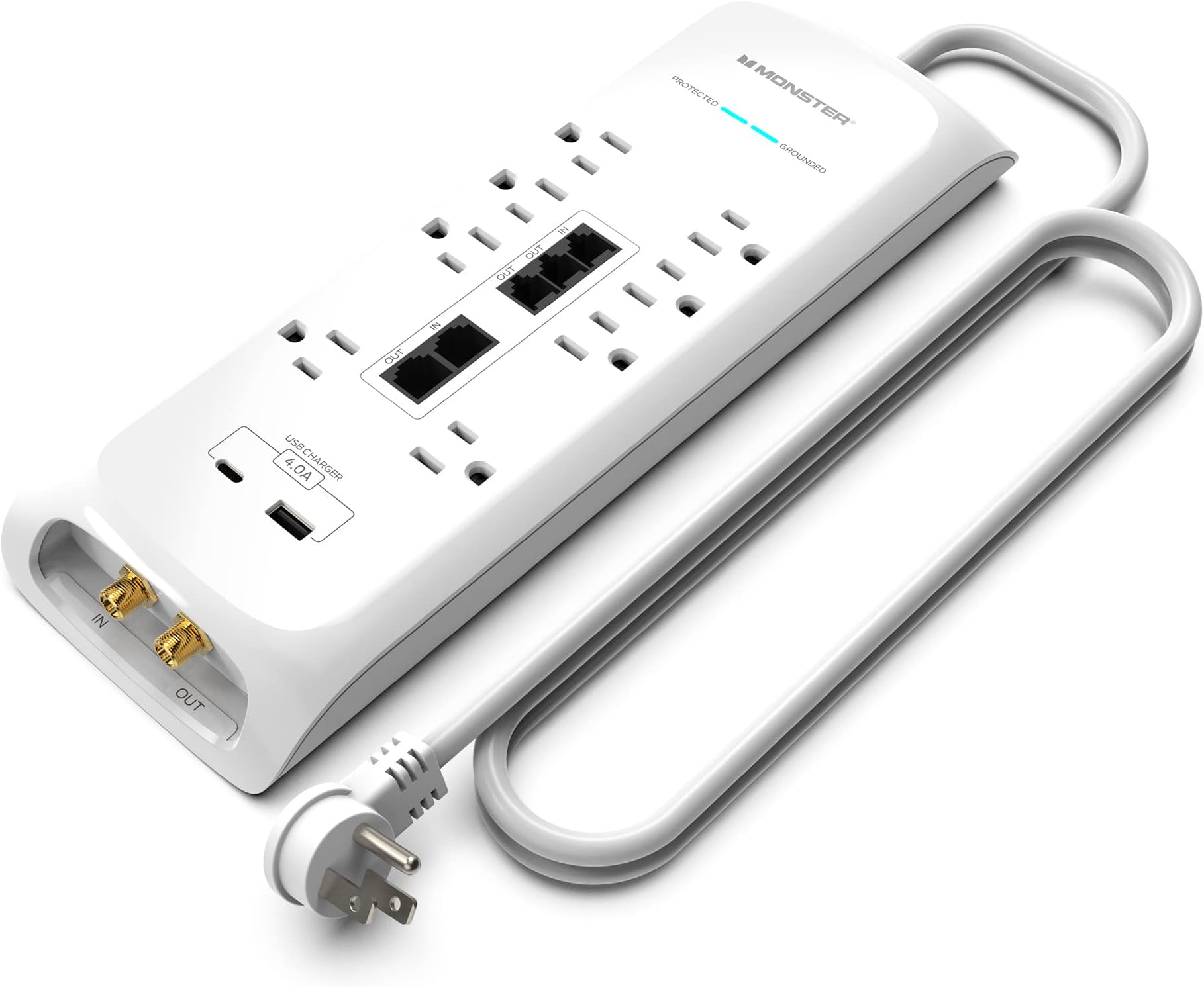 Amazon.com: Monster Black Heavy Duty Surge Protector Power Strip 6 ft ...