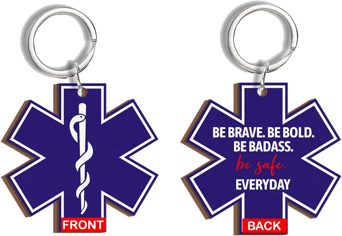 Amazon.com: MEDROC Be Safe Paramedics Keychain - 1PC Plywood Star of ...