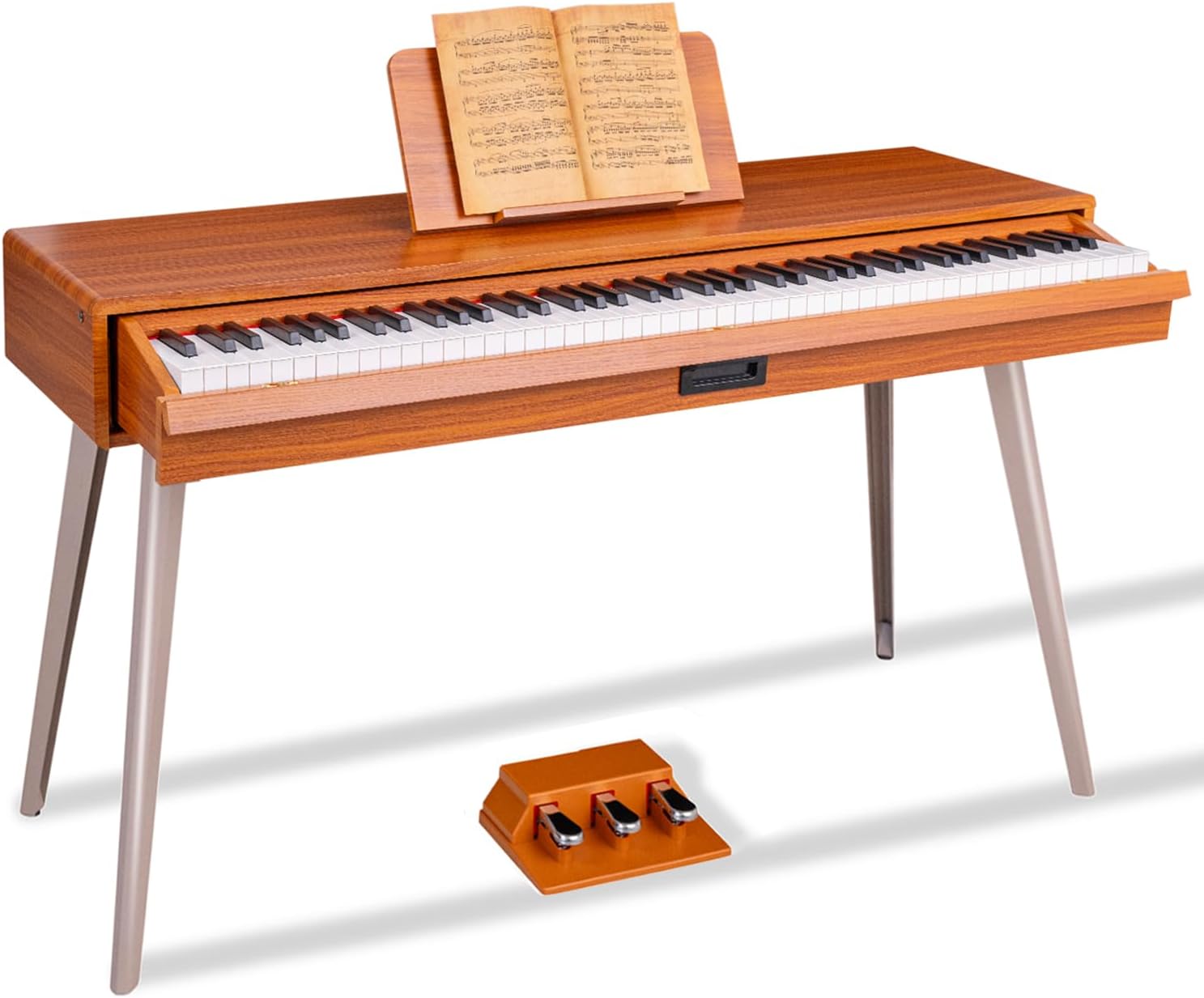 Amazon.com: UISCOM 88-Key Weighted Keyboard Piano - Home Electric Piano with Pull-Out Drawer ...